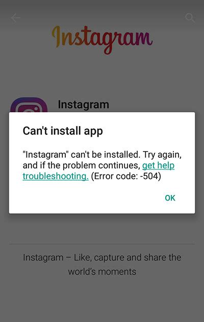 Instagram Cant Be Installed Due To Error Code 504 Android Fix