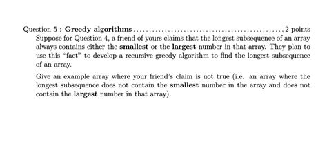solved question 5 greedy algorithms 2 points suppose for