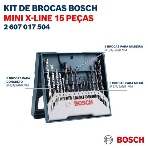 Jogo de Brocas Mini X line 3 a 8mm 15 Peças BOSCH 2607017504 000