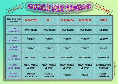 Haftalık Ders Programı Meb Ders