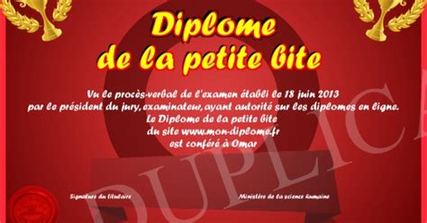 Diplome De La Petite Bite