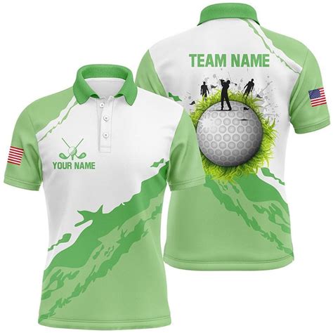 Golf Polo Shirts Green And White Mens Golf Polo Shirts Custom Team Go