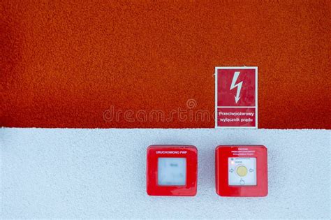 Emergency Power Buttons Displayed Prominently On A Colored Background For Visibility And Safety