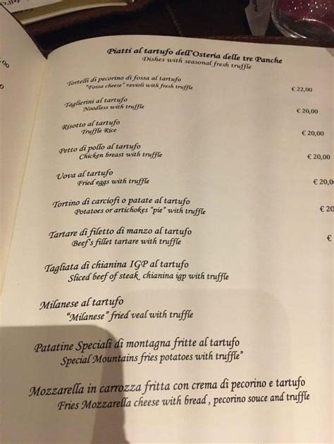 Menu Da Osteria Delle Tre Panche Ristorante Firenze