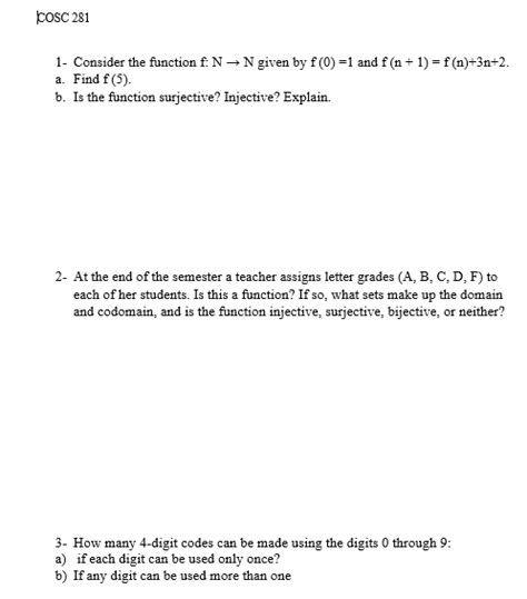 Solved 1 Consider The Function Fn→n Given By F01 And