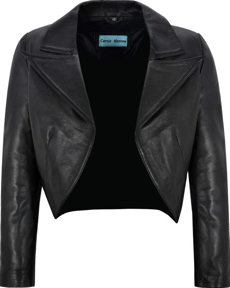 Smart Range Leather Women Cropped Jacket Open Shrug Bolero Evening