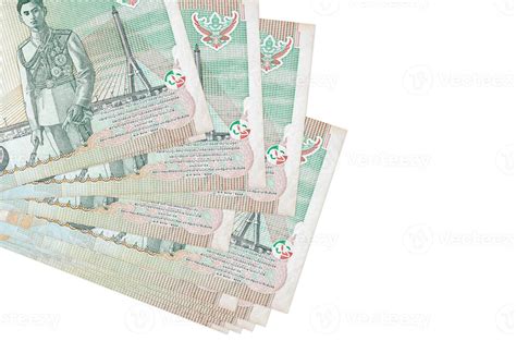 20 Thai Baht Bills Lies In Small Bunch Or Pack Isolated On White