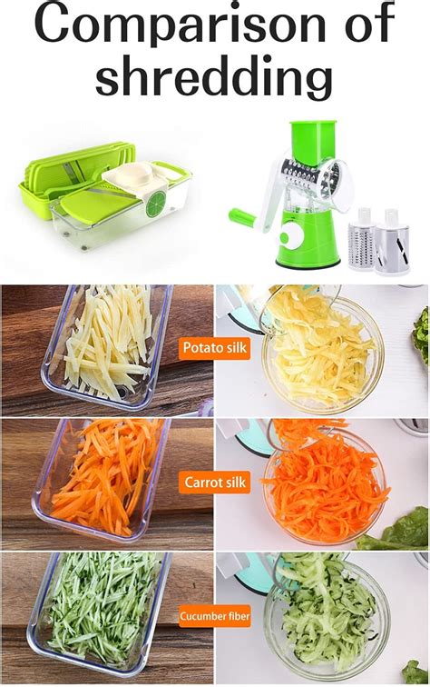 Rallador De Queso Giratorio Multifuncional 3 En 1 Rebanadoras De Verduras De Cocina Con 3