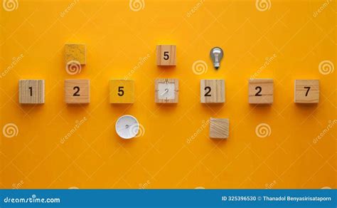 Wooden Blocks Forming A Timeline With Milestones On An Orange Background Representing Project