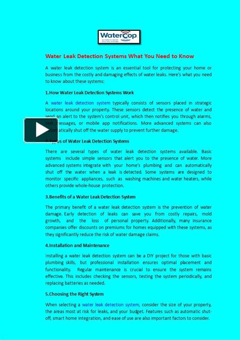Ppt Water Leak Detection Systems What You Need To Know Powerpoint