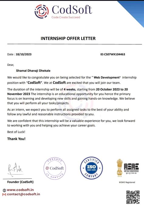 Shamal Dhekale On Linkedin Internship Webdevelopment 10 Comments