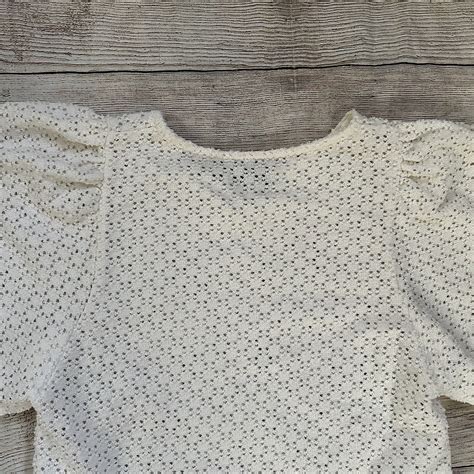 Madewell Textured And Thread Eyelet Flutter Sleeve Top Gem