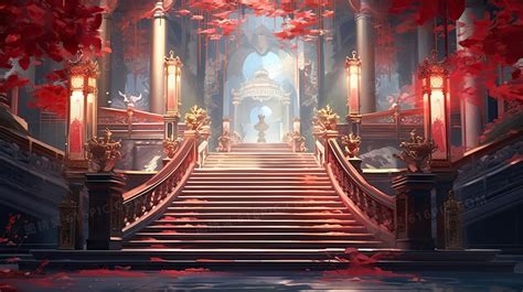 中国风庭院古风建筑插画背景图片下载 2912x1632像素JPG格式 编号vnjfggpjk 图精灵