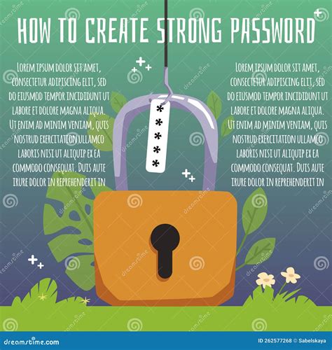 Squared Banner About Creating Strong Password Flat Style Stock Vector