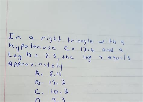Solved In A Right Triangle With A Hypotenuse C And A Chegg Com