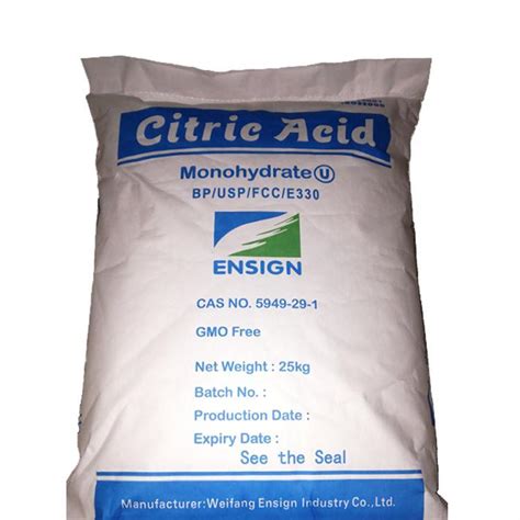 Ensign 99 Citric Acid Anhydrousmonohydrate China Citric Acid And