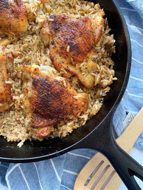 One Skillet Chicken Thighs Rice Artofit