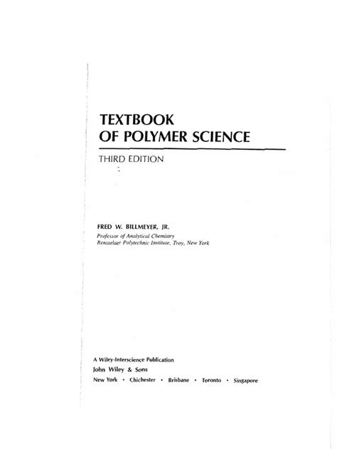 Textbook Of Polymer Science Pdf Intermolecular Force Polymers