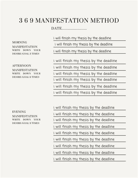 Printable 369 Manifestation Method Free Images Free Download And