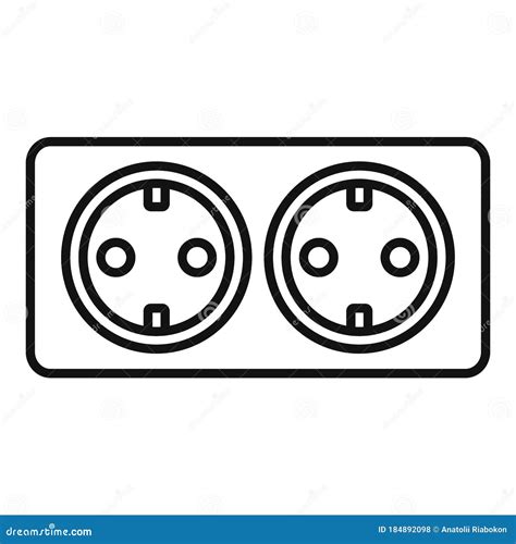 Contourstijl Met Pictogram Voor Dubbele Stopcontact Vector Illustratie