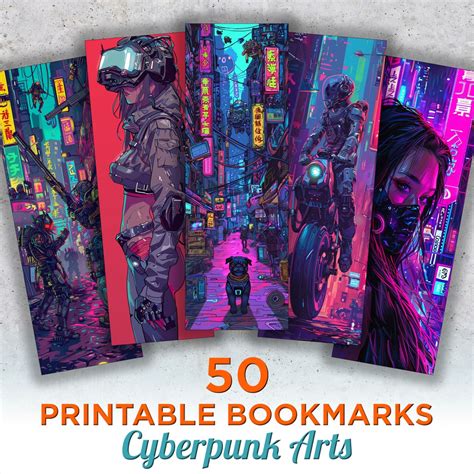 50 Cyberpunk Printable Bookmarks Cyberpunk Digital Download Bookmark