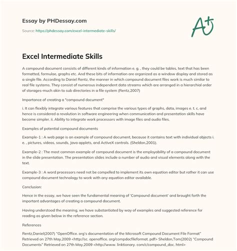 Excel Intermediate Skills 300 Words