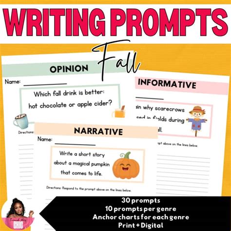 30 Fall Writing Prompts Anchor Charts Narrative Opinion And Informative
