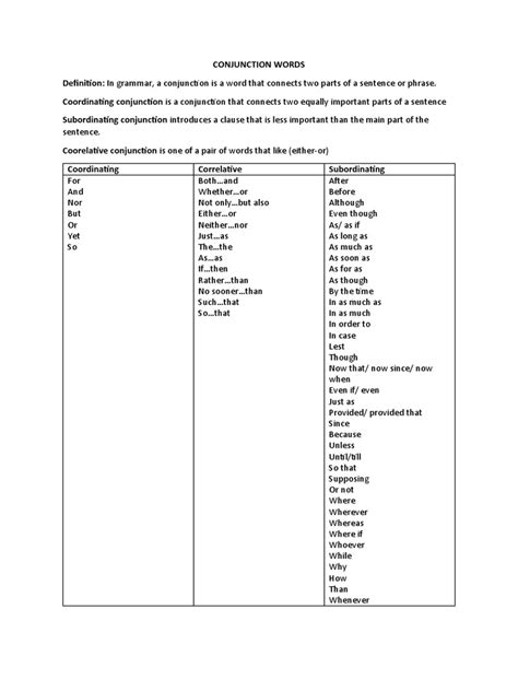 Conjunction Words Pdf Linguistic Morphology Human Communication