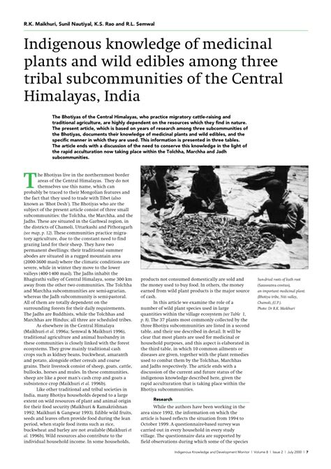 Pdf Indigenous Knowledge Of Medicinal Plants And Wild Edibles Among