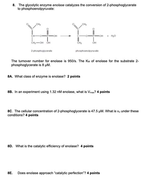 Solved The Glycolytic Enzyme Enolase Catalyzes The Chegg