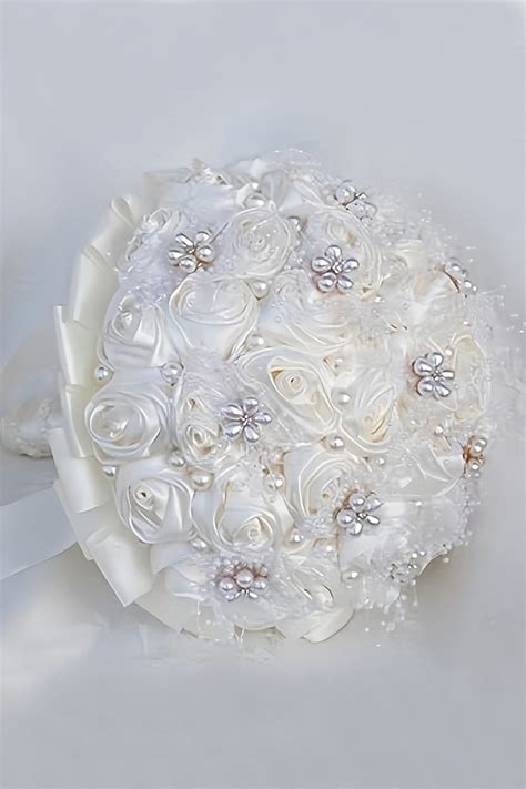 Satin Pearl Ribbon Cascade Wedding Flower Bouquets Lady Moser