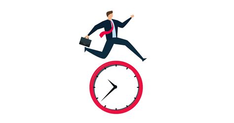 4k Animation Of Smart Time Management Businessman Employee Worker Jump Over Time Passing Clock