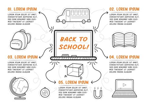 Onderwijs Infographics Sjabloon Terug Naar School Hand Getekend