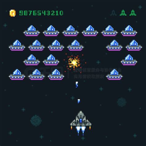 计算机免抠元素 复古街机游戏屏幕与像素入侵者和宇宙飞船太空战争计算机 8 位旧矢量图形游戏视频街机宇宙飞船和火箭数字像素图 素材免费下载
