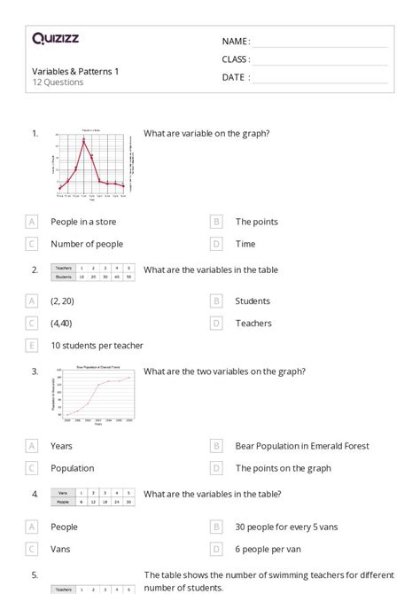 Patterns Pairs And Variables Workbook Worksheets