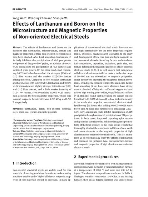 Pdf Effects Of Lanthanum And Boron On The Microstructure And Magnetic Properties Of Non