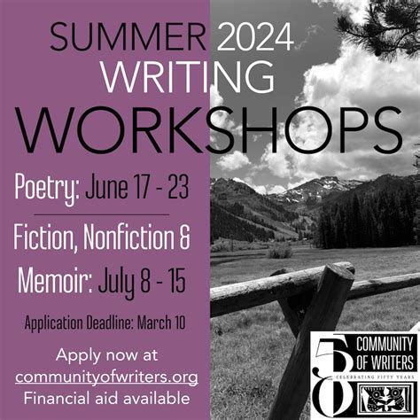 Announcing Our 2024 Summer Workshops Community Of Writers