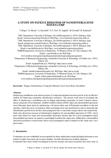 Pdf Fatigue Behavior Of Nanointerleaved Cfrp