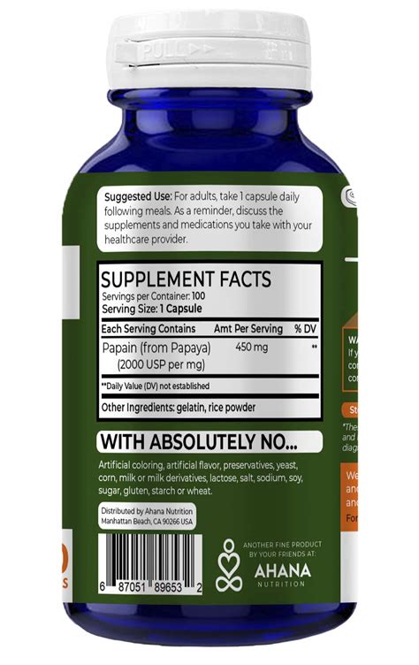 Papaya Enzymes Capsules By Ahana Nutrition Papaya Vitamin Supplement
