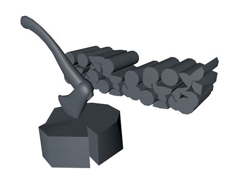 Axe Chopping Block 3d Model