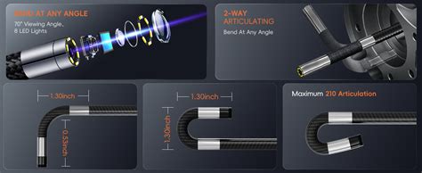 Two Way Articulating Endoscope Camera With Light Hilycen Articulating Borescope With Light 0