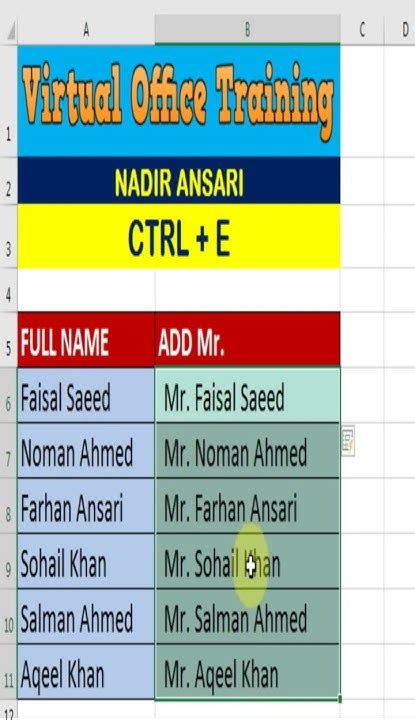 Shorts Get Mr In All Full Name Through Excel Shortcut Keys