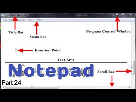 Introduction To Notepad Title Bar Menu Bar Status Bar Scroll Bar Learning In Hindi