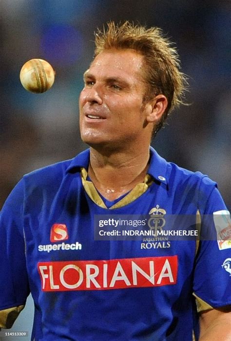 Rajasthan Royals Captain Shane Warne Tosses The Ball During The Ipl