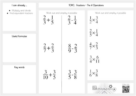Fractions The 4 Operations Teaching Resources