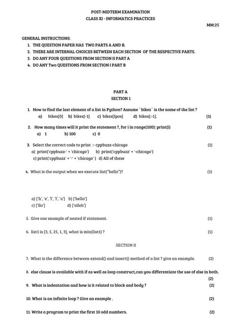 Class Xi Ip Pmt Pdf Control Flow Computer Programming