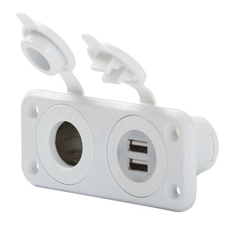 Marinco AFI VCOMBOW B SeaLink Deluxe Dual USB Charger V Receptacle White Fredwarner Marine