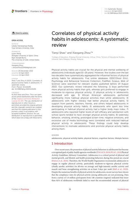 Pdf Correlates Of Physical Activity Habits In Adolescents A Systematic Review