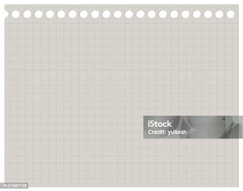 케이지에 빈 가로 노트북 페이지 스프링에서 둥근 구멍이있는 회색 운동 책 정사각형 격자가 있는 용지 벡터 현실적인 모형입니다 Eps10 메모장에 대한 스톡 벡터 아트 및
