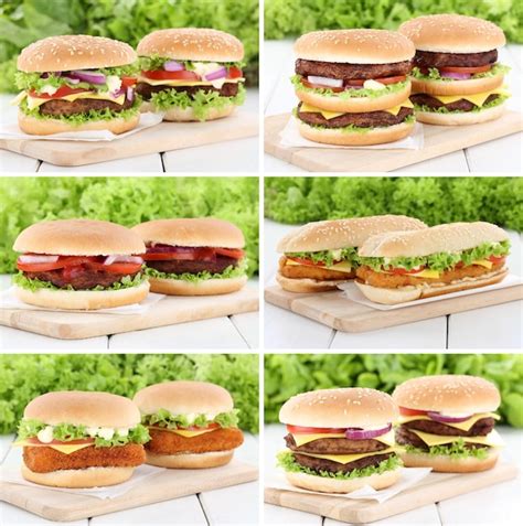 Conjunto de coleção de hambúrguer cheeseburger carne fresca tomate